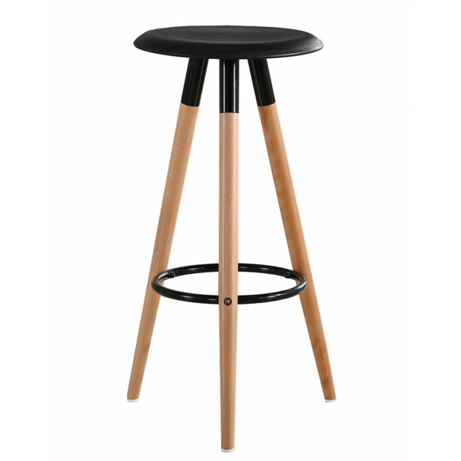 Taburete alto de estilo nórdico negro y madera – DERBE MUEBLES